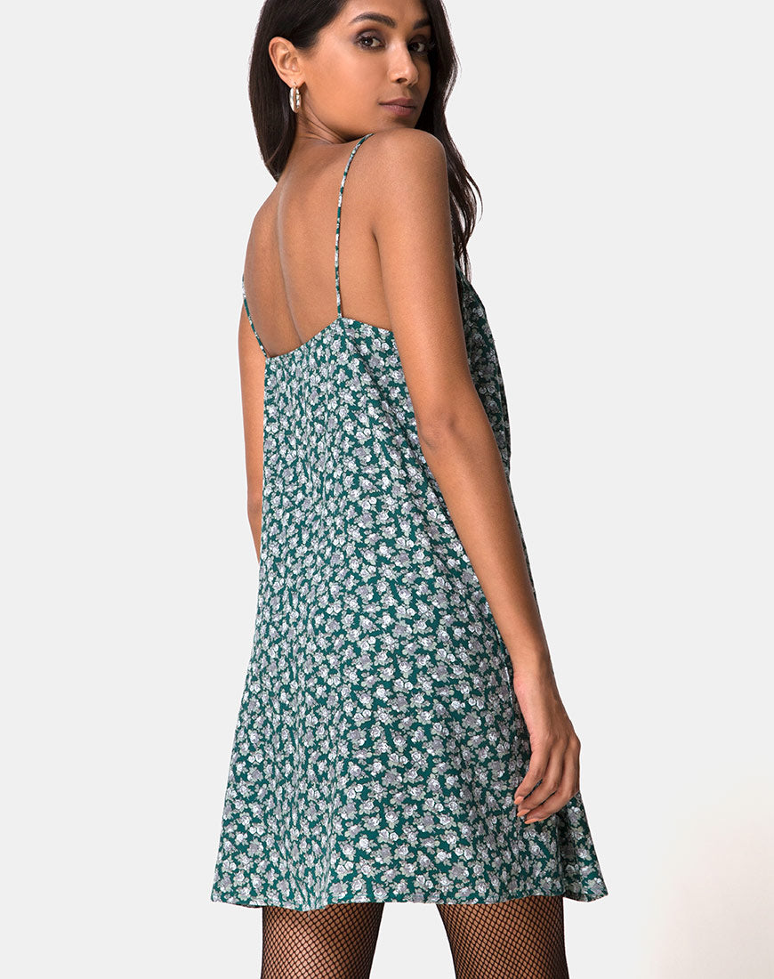 Green Floral Mini Slip Dress | Sanna – motelrocks.com