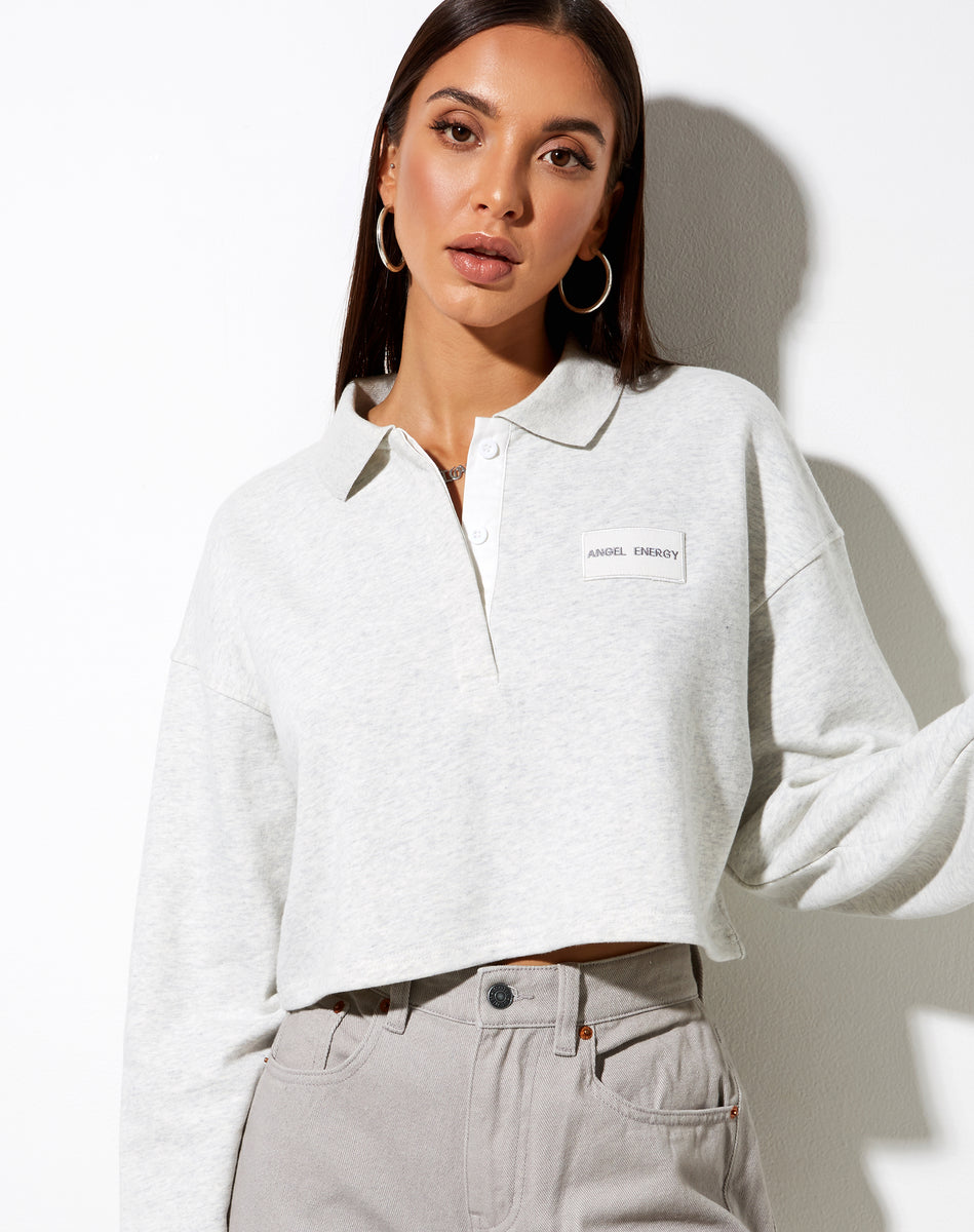 Long Sleeve Angel Energy Grey Crop Top | Saria – motelrocks.com