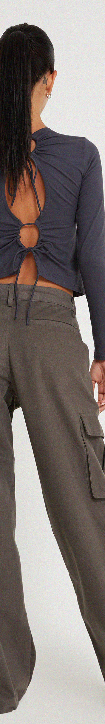 Dark Grey Wide Leg Trouser | Shan – motelrocks.com