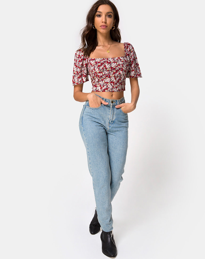 Square Neckline Cropped Top | Silvia – motelrocks.com