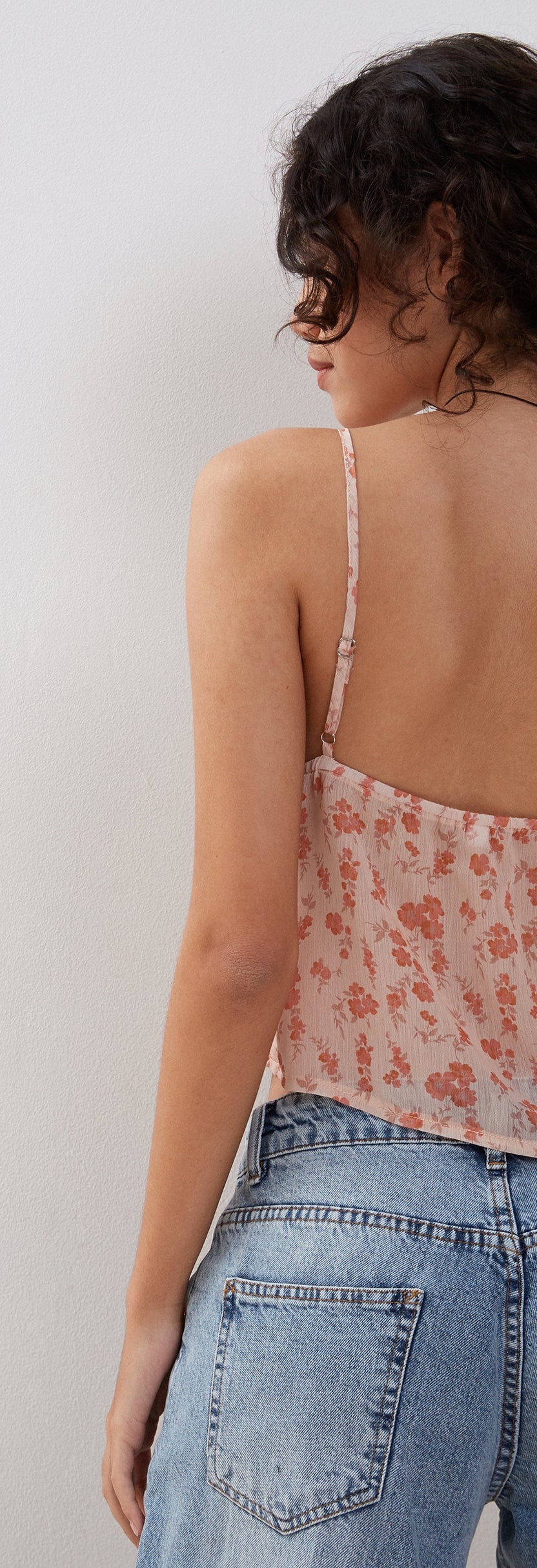 Peach Cherry Blossom Butterfly Cami Top | Slavina – motelrocks.com