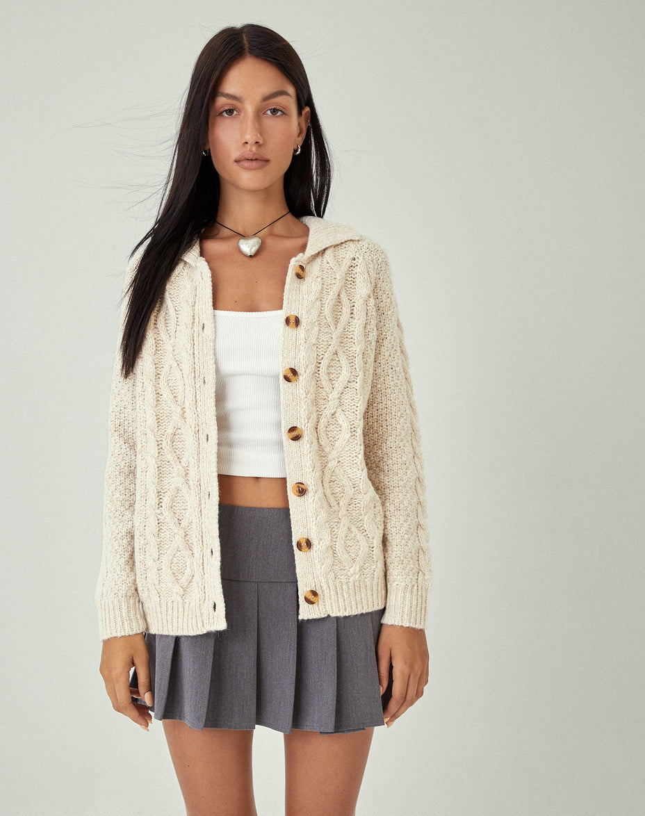 Ivory Fluffy Cardigan | Audrina – motelrocks.com